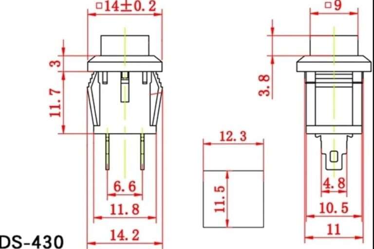 Buy Green DS-430 2-Pin Square Push Button Switch
