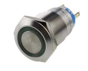 Buy Green LED Light 12mm Waterproof Push Button – Flat Head Metal ...