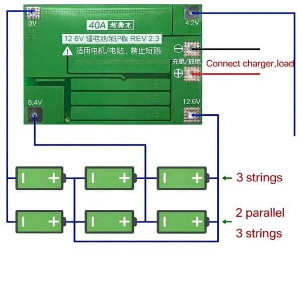 Buy 3 Series 40A 18650 Lithium Battery Protection Board – 11.1V 12.6V ...